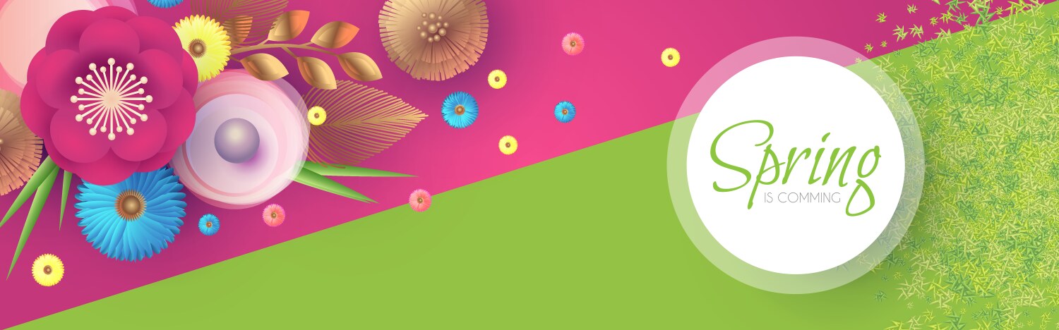 Flower paper cut spring design template Royalty Free Vector