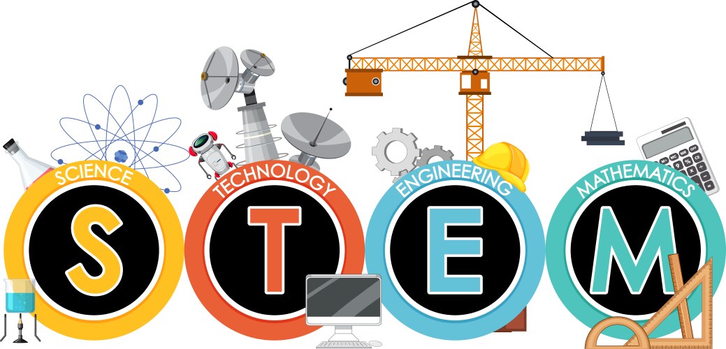 Boys holding stem logo Royalty Free Vector Image