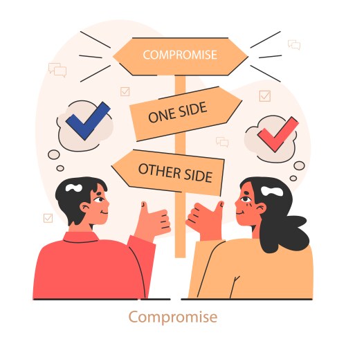 Compromise two professional businesspeople find Vector Image