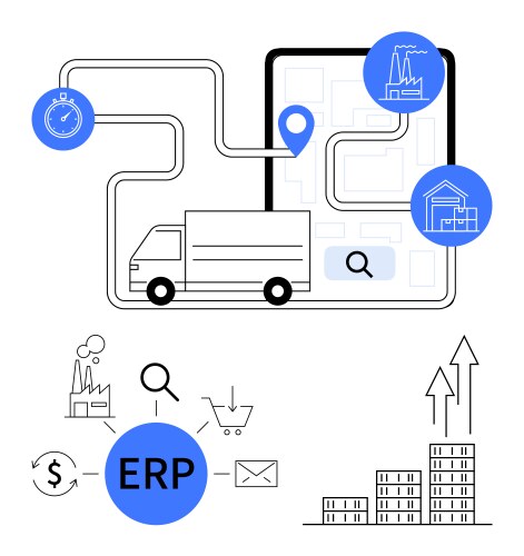 Logistics tracking system with truck route map Vector Image