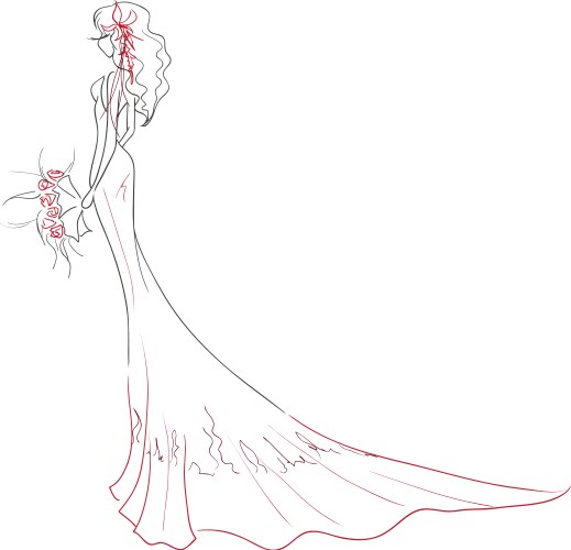 Beautiful girl with long hair bride Royalty Free Vector