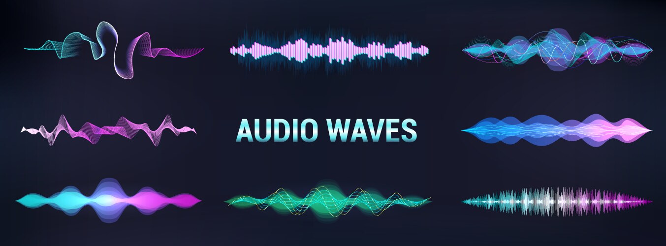 Audio wavefrom abstract music waves Royalty Free Vector
