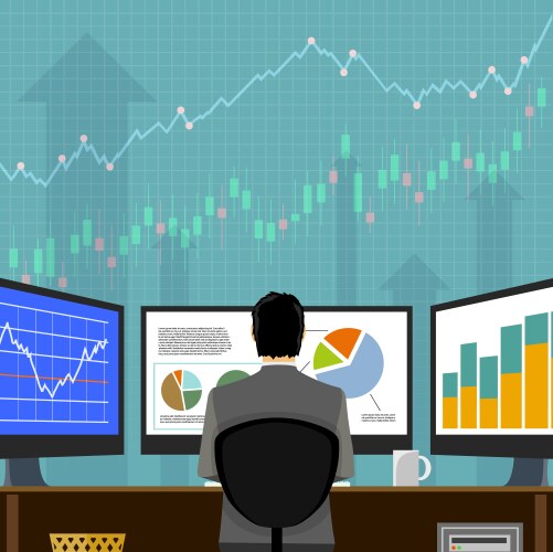 Stock market cartoon Royalty Free Vector Image