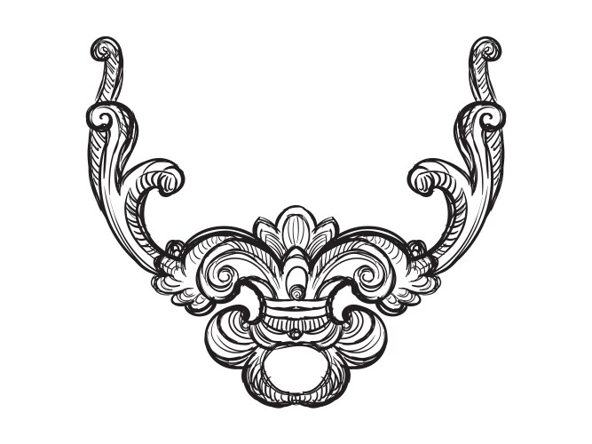 Drawing element baroque style isolated Royalty Free Vector