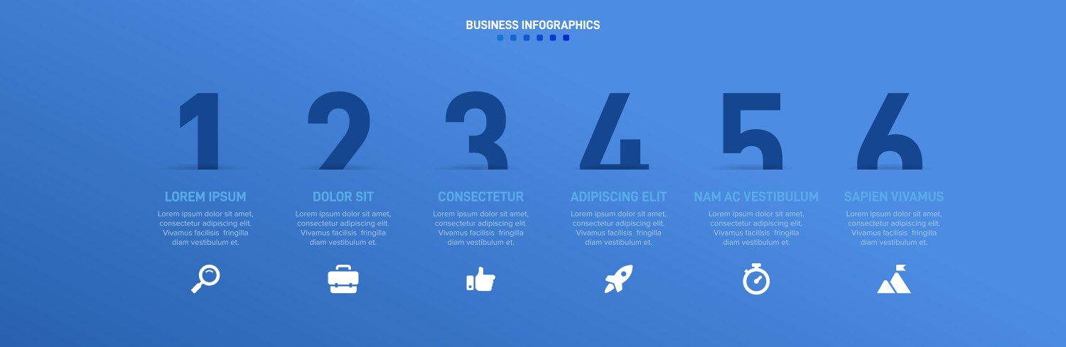 Horizontal progress bar featuring 6 arrow-shaped Vector Image