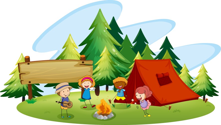 Summer camping day and sunset graphic posters Vector Image