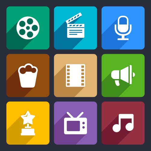 Movie icons set Royalty Free Vector Image - VectorStock