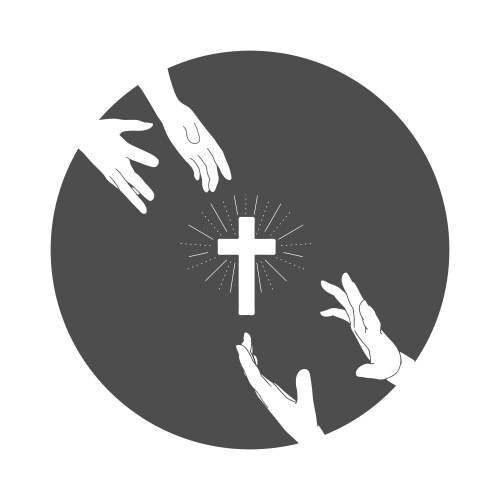 Human hands reaching out to one another almost Vector Image