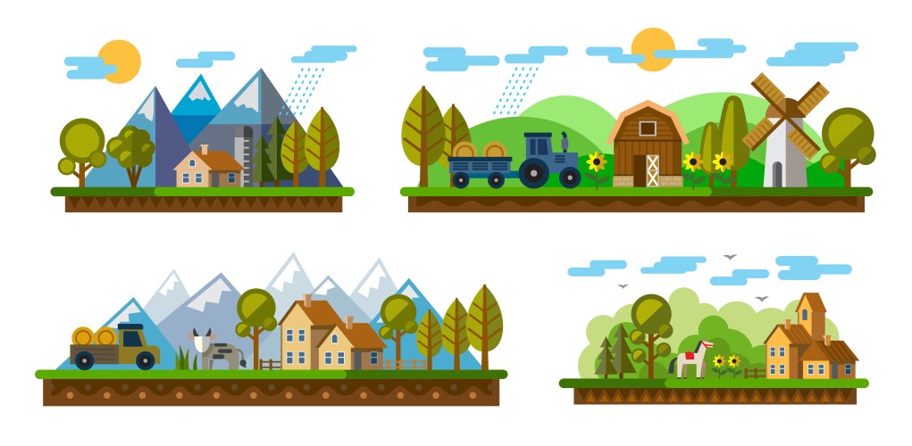 Farm rural landscape agriculture and farming Vector Image