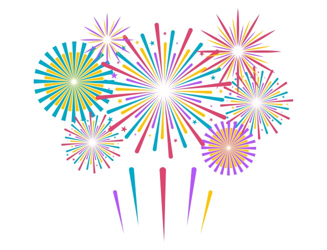 Fireworks with star on white background Royalty Free Vector