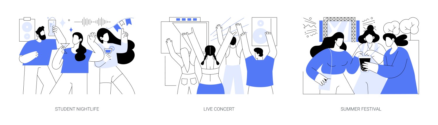 Students having fun isolated cartoon Royalty Free Vector