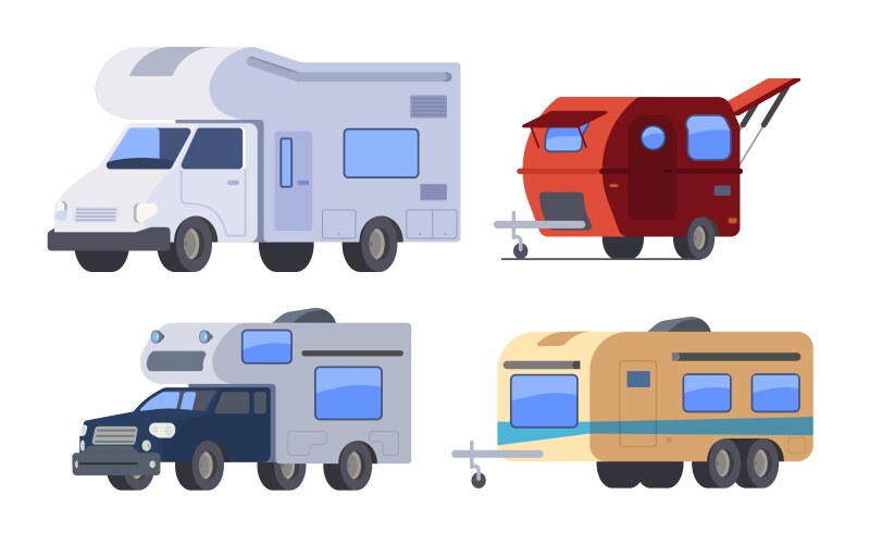 Red camper van on holiday camping picnic Vector Image
