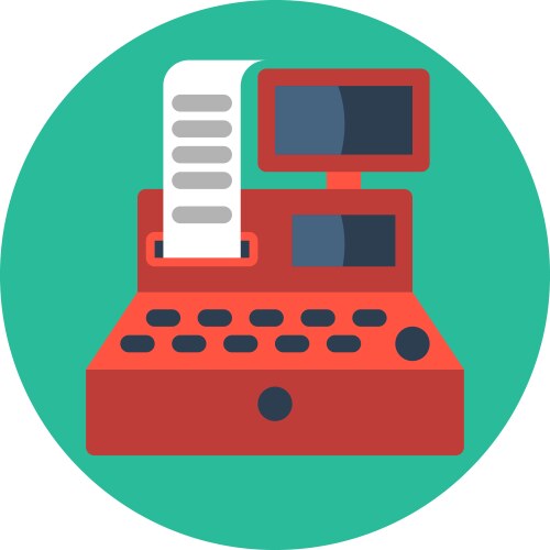 Cash register with a paper check machine Vector Image
