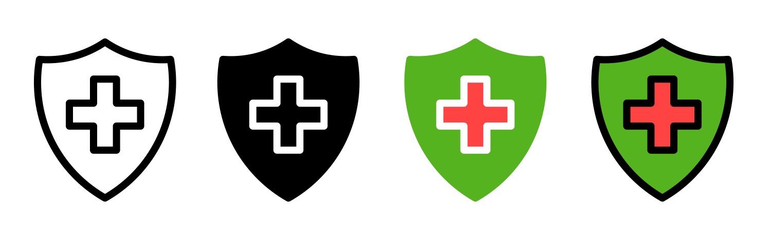 Immune guard icon set health shield system Vector Image