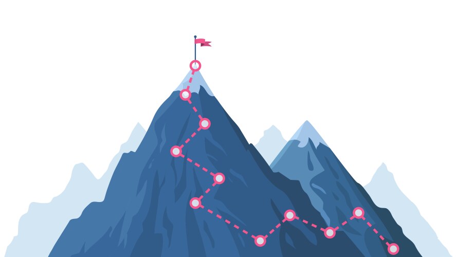 Mountain with a path to the top way goal Vector Image