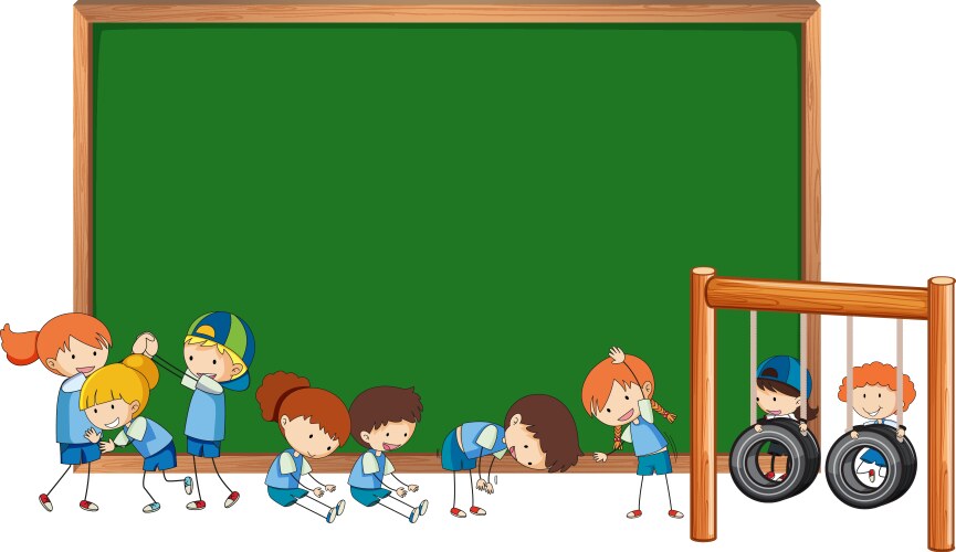 Students with books and blackboard Royalty Free Vector Image
