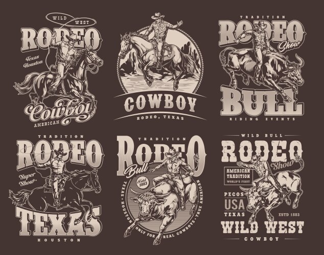 Hand drawn wild west cowboy set Royalty Free Vector Image