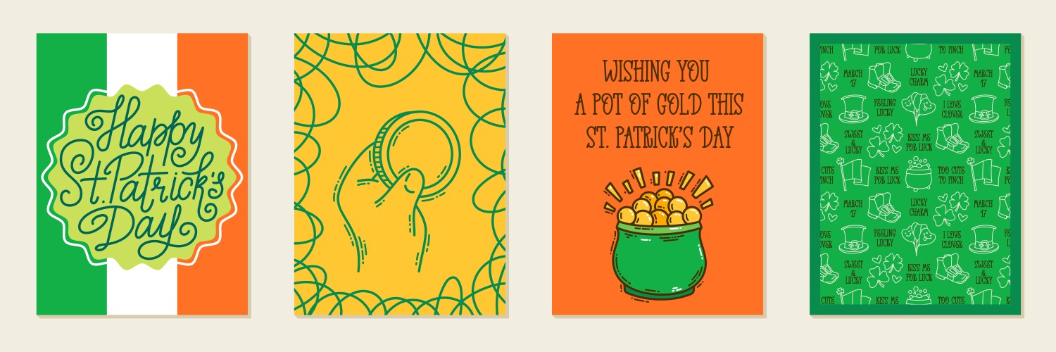 St patricks day printable poster set in doodle Vector Image