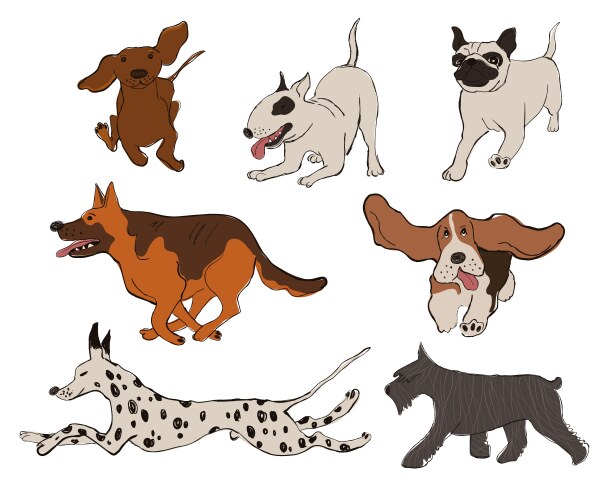 Running cartoon dog animation sprite sheet Vector Image