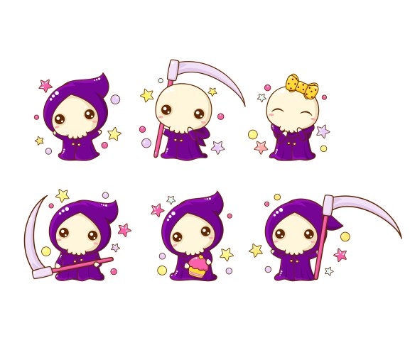 Kawaii cute halloween clipart set Royalty Free Vector Image