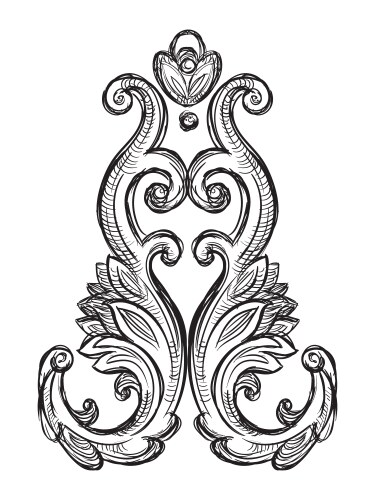Drawing element baroque style isolated Royalty Free Vector