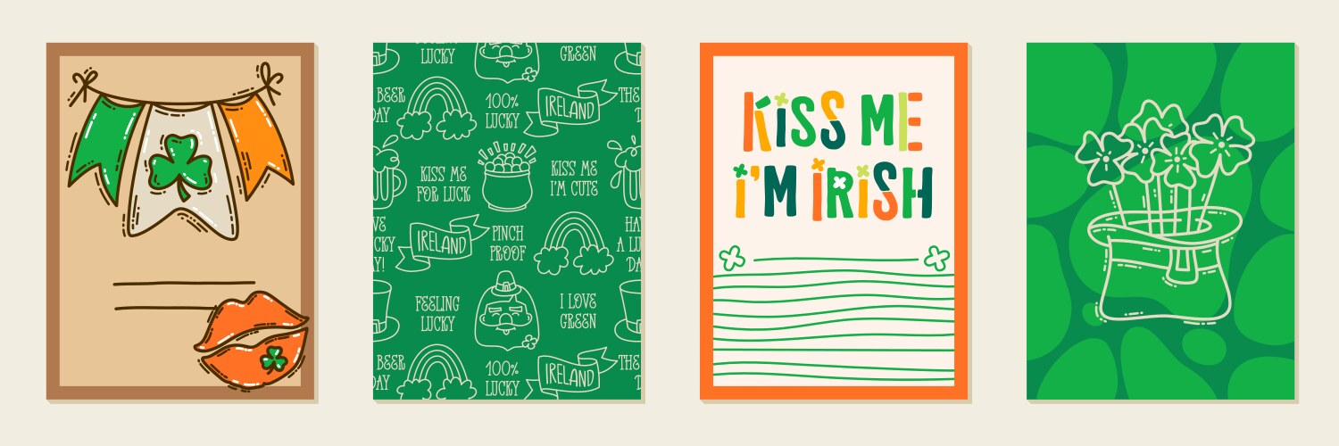 St patricks day printable poster set in doodle Vector Image