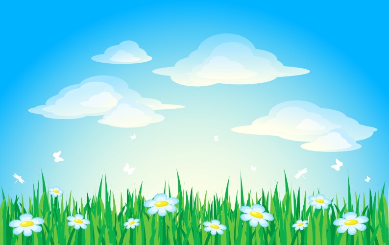 Cartoon spring landscape Royalty Free Vector Image