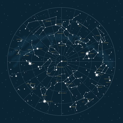 Northern hemisphere star map Royalty Free Vector Image