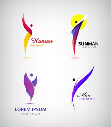 Set of man human leadership logos icons Royalty Free Vector