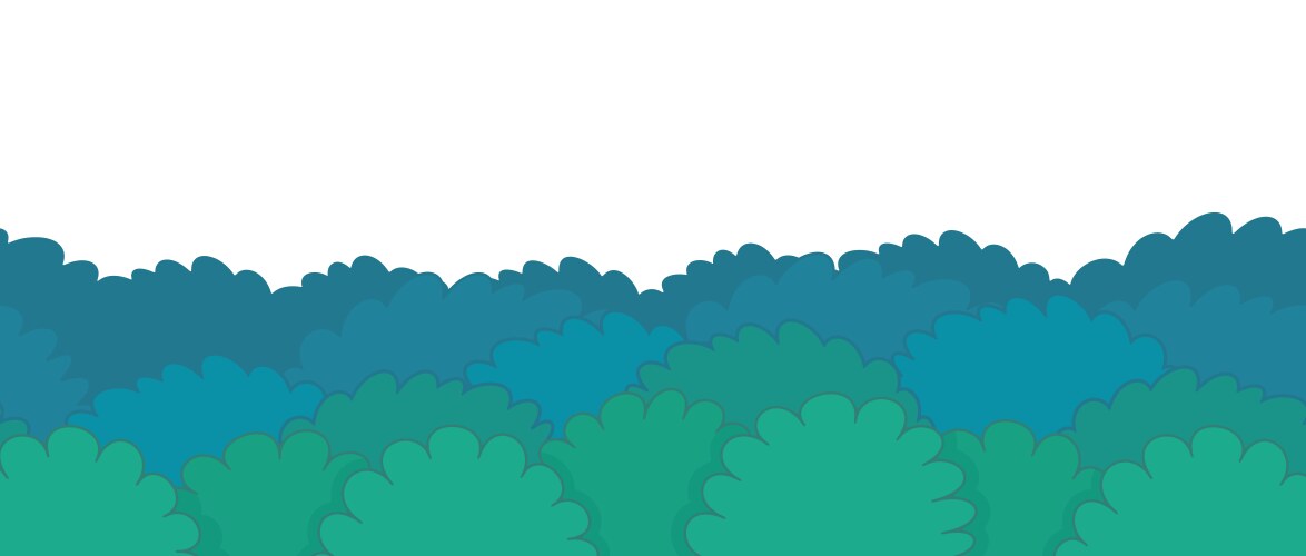 Cartoon green big bushes on lawn with clouds Vector Image