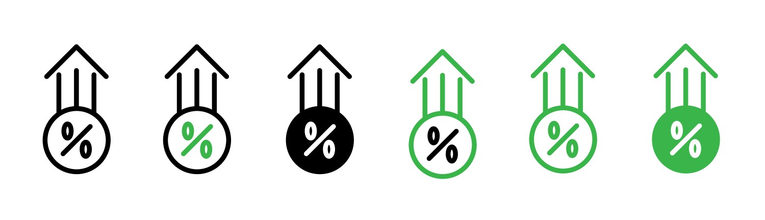 Interest growth icon set increase percentage Vector Image