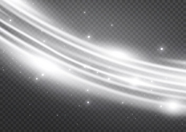 White blur trail wave wavy line of light speed Vector Image