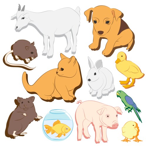 Cartoon pet animals set Royalty Free Vector Image
