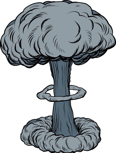 Nuclear bomb explosion engraving Royalty Free Vector Image