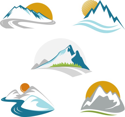 Mountains emblem set Royalty Free Vector Image
