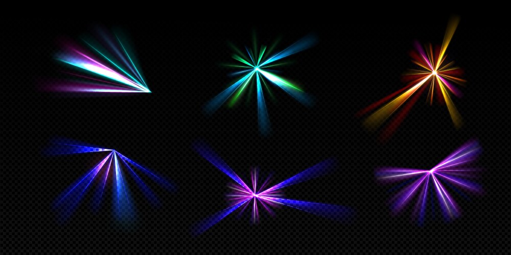 Bright light beams laser rays neon glow effect Vector Image