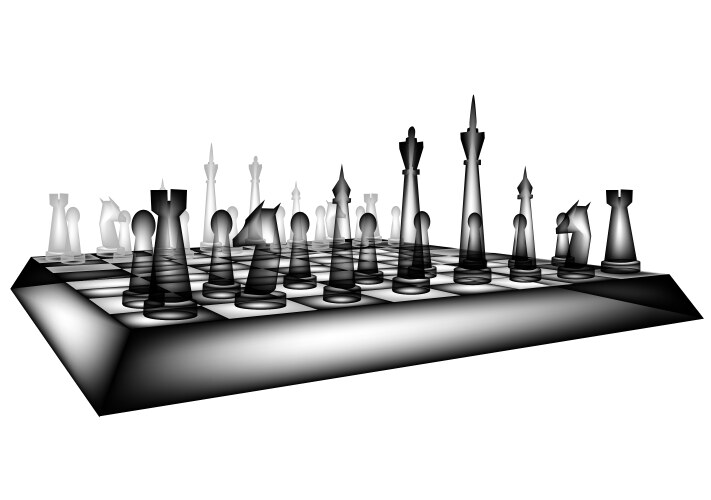 Realistic 3d chess pieces chessboard set Vector Image