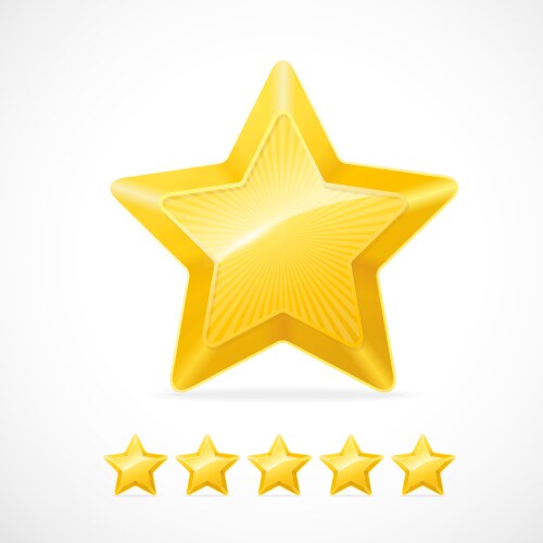 Star rating with five gold stars concept Vector Image