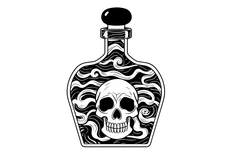 Magic bottle with death potion or poison hand Vector Image