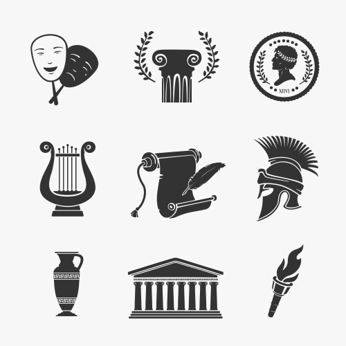 Ancient greece antique symbols socrates head Vector Image