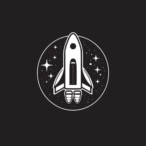 Space ship logo outline version Royalty Free Vector Image