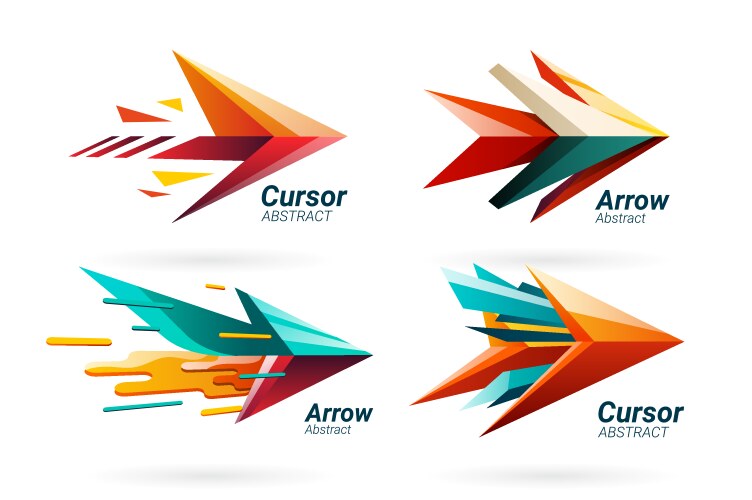 Mouse Cursor Simple Flat Color Icons Set Vector Image