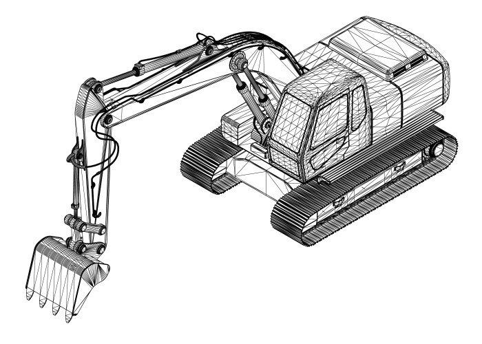 Excavator contour from black lines isolated Vector Image