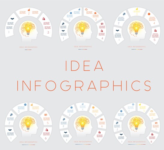 Head lightbulb brain conceptual idea infographic Vector Image