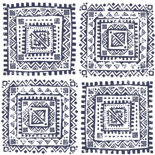 Set Of 8 Primitive Geometric Patterns Tribal Vector Image
