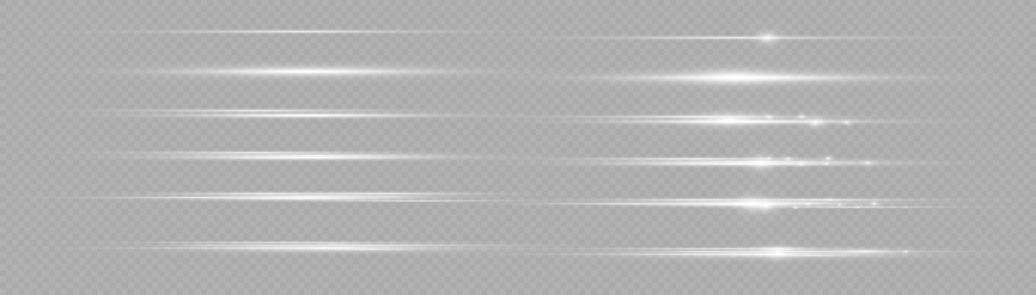 Horizontal line light white laser beams spark star