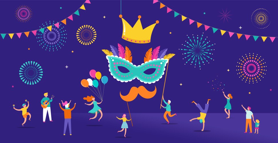 Carnival party background with fireworks Vector Image