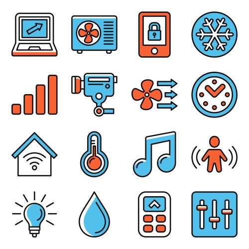 Smart home icons set on white background line Vector Image
