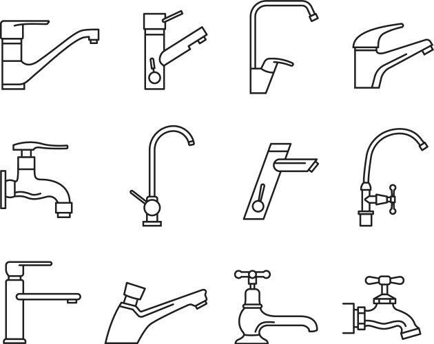 Faucet Icon Faucet Thin Line Icon With Water Drop. Plumbing. Modern