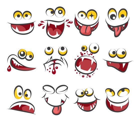 Cartoon faces funny face expressions caricature Vector Image